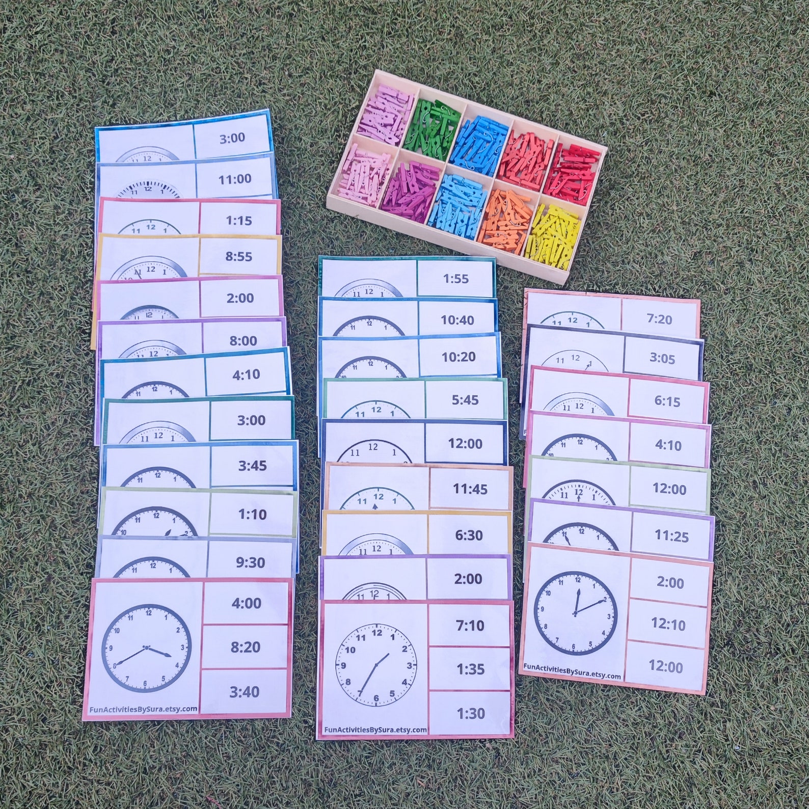 Telling Time Clip Cards Activities, Clock Activity, Tell the Time ...