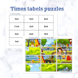 Times Tables Puzzles Practice Activity, Printable Puzzles, Activity ...