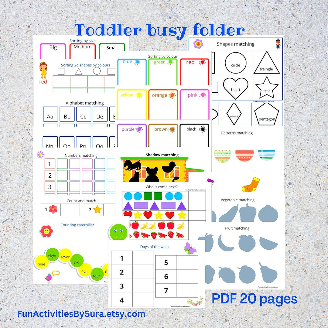 Toddler Busy Book Printable, First Learning Binder, Educational ...