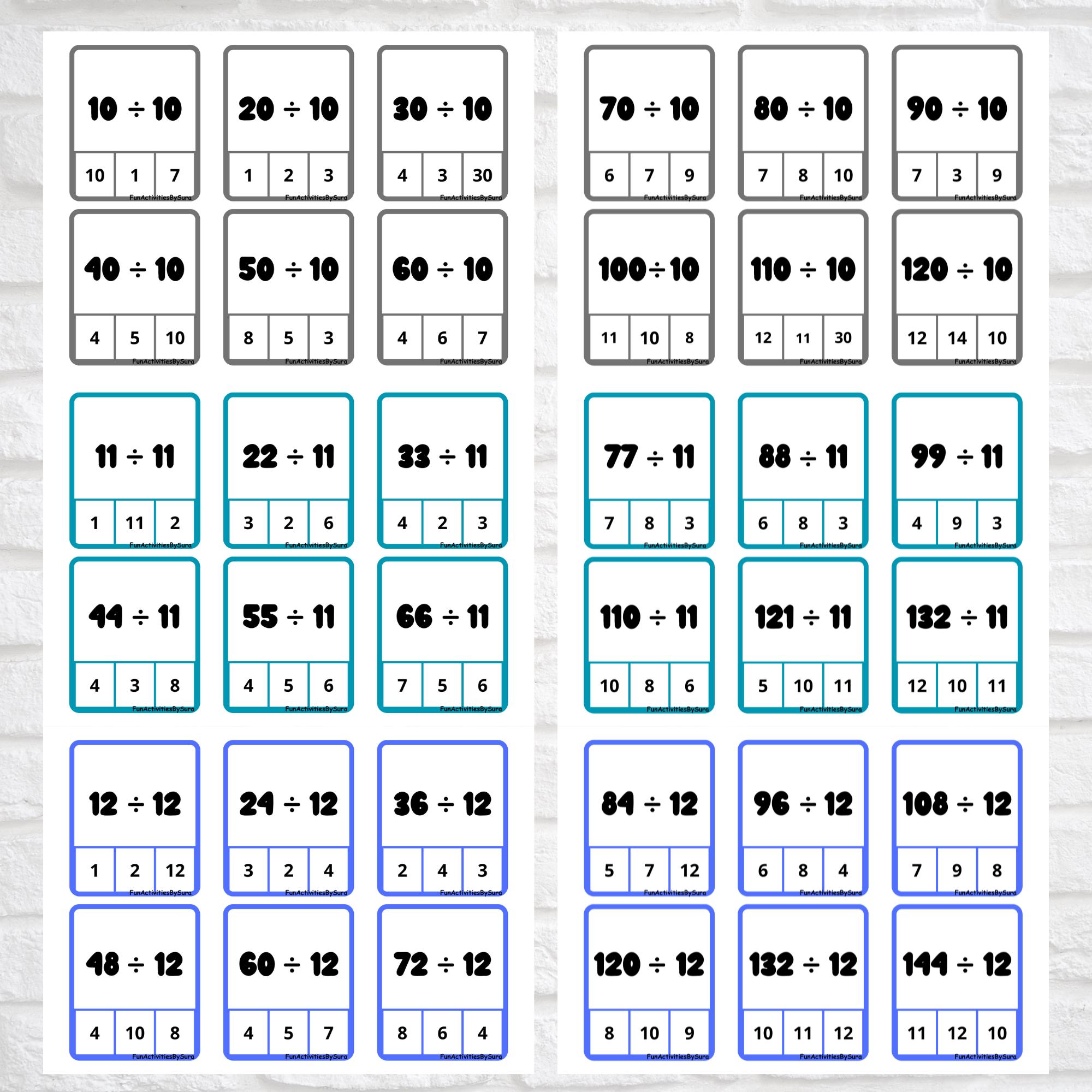 Division Clip Cards: Maths Revision, Homeschool Printable (PDF Download ...