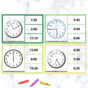 Telling Time Clip Cards Activities, Clock Activity, Tell the Time ...