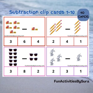 Printable Subtraction Clip Cards 1-10, Nursery and EYFS Maths Activity ...