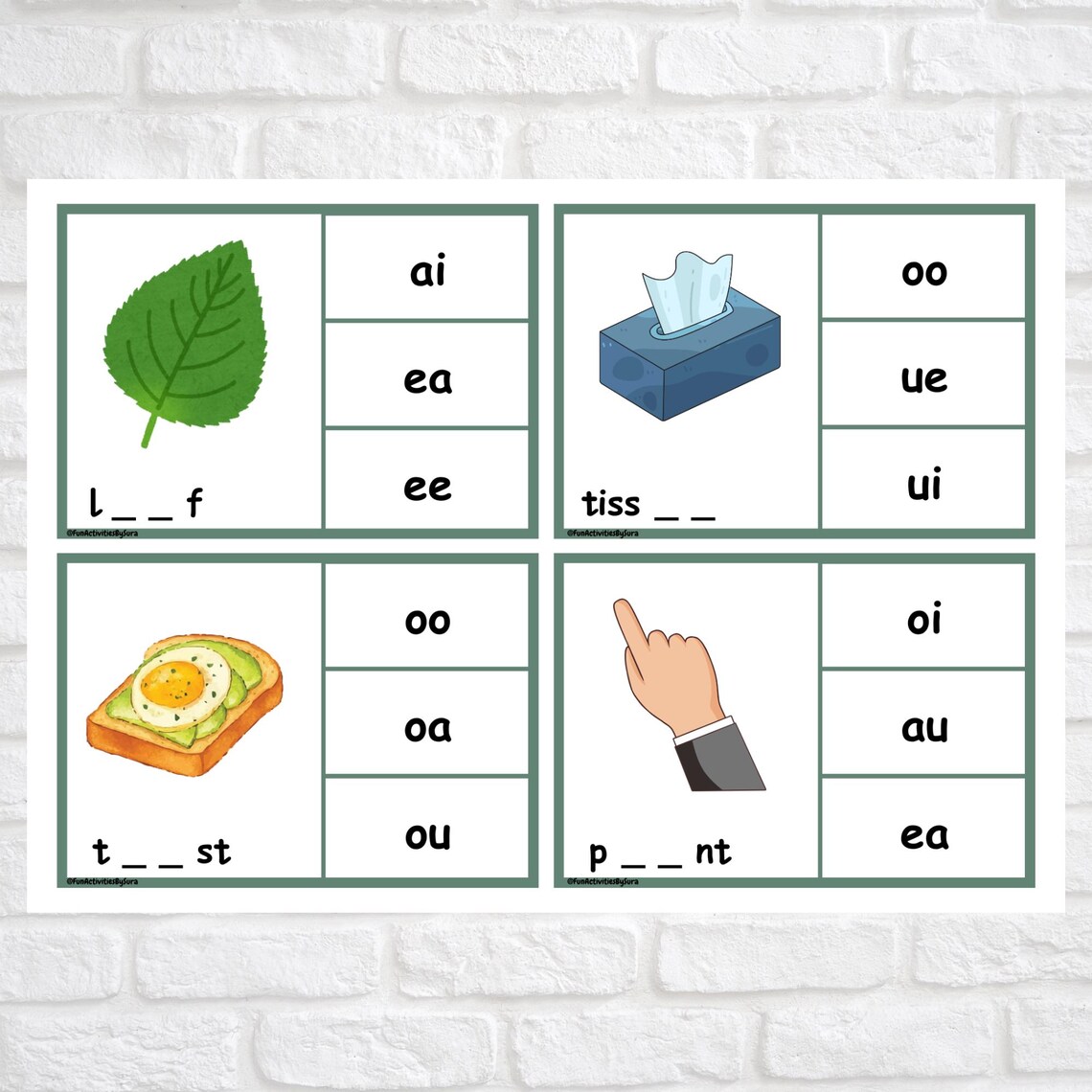 Phonics Missing Sounds Clip Cards: Matching Game (digital Download ...