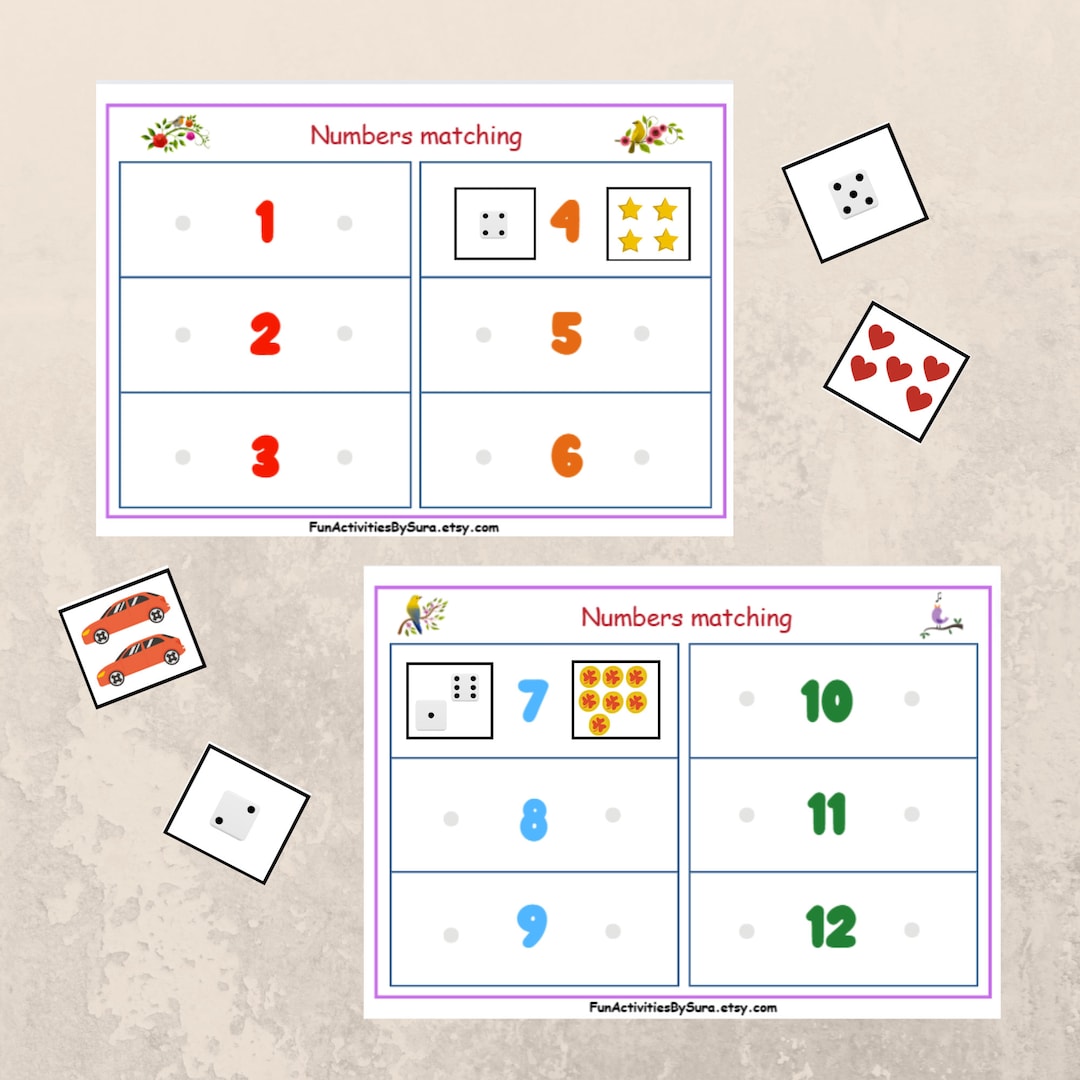 Count and Match Preschool Activity, Printable Numbers Matching, Toddler ...