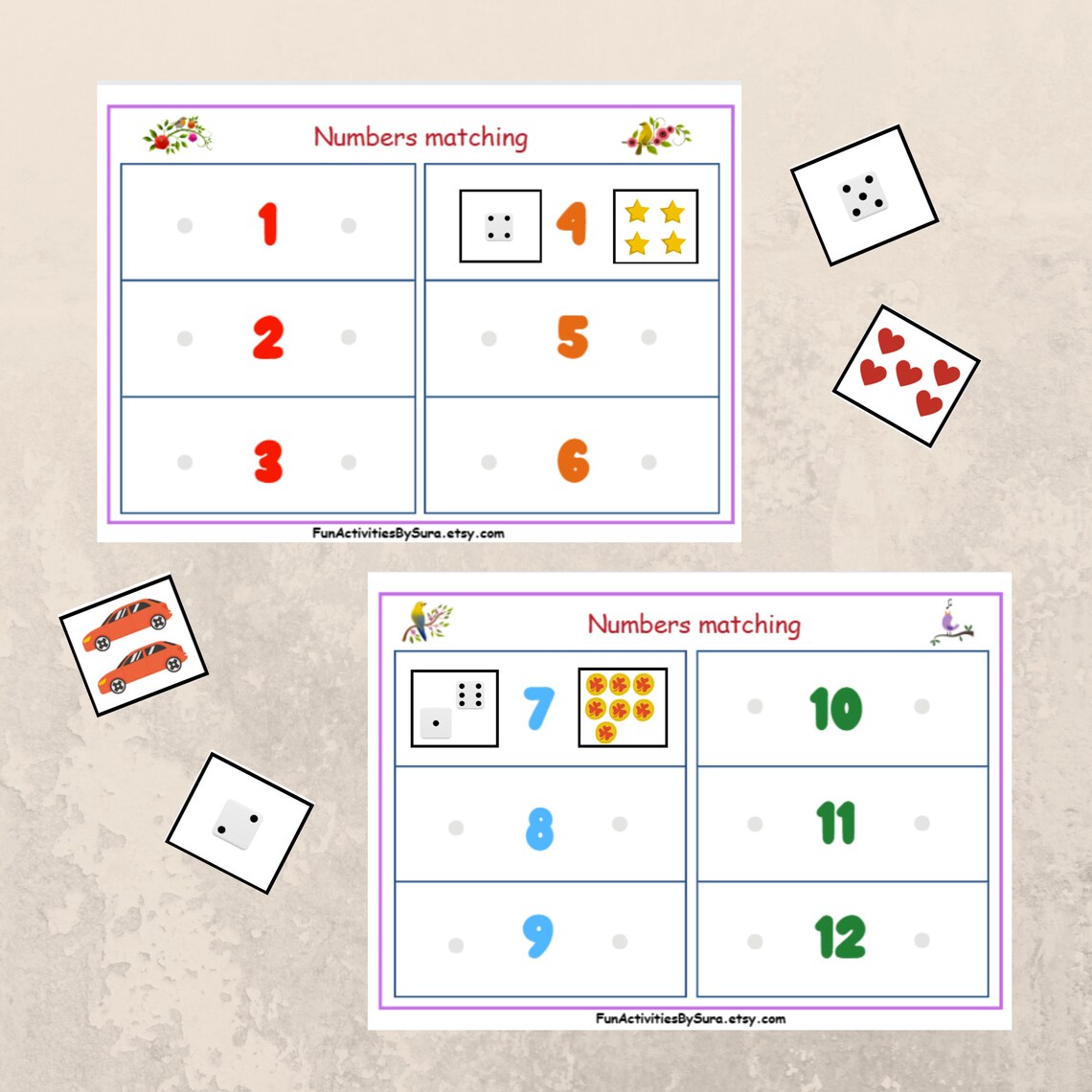 Count and Match Preschool Activity, Printable Numbers Matching, Toddler ...