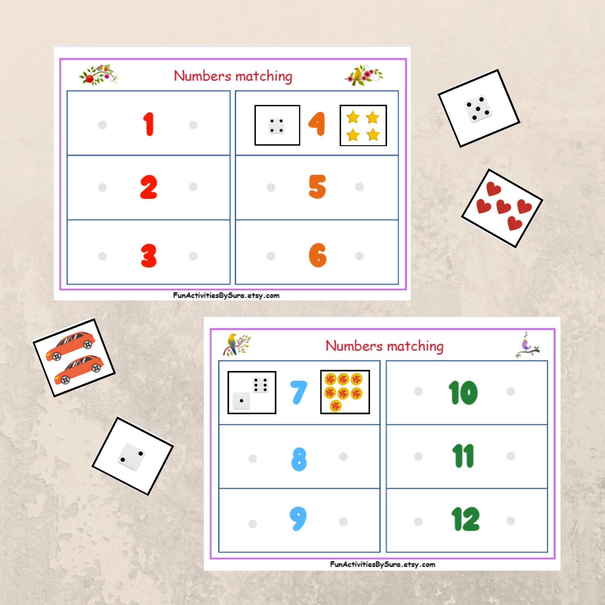 Count and Match Preschool Activity, Printable Numbers Matching, Toddler ...