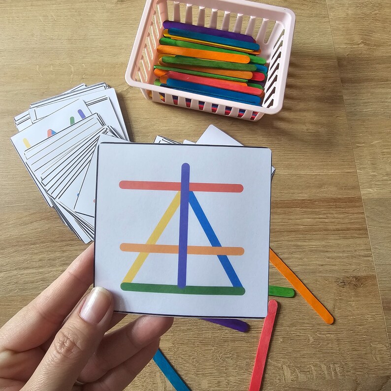 Popsicle Sticks Patterns Matching Cards, Printable Preschool Activities ...