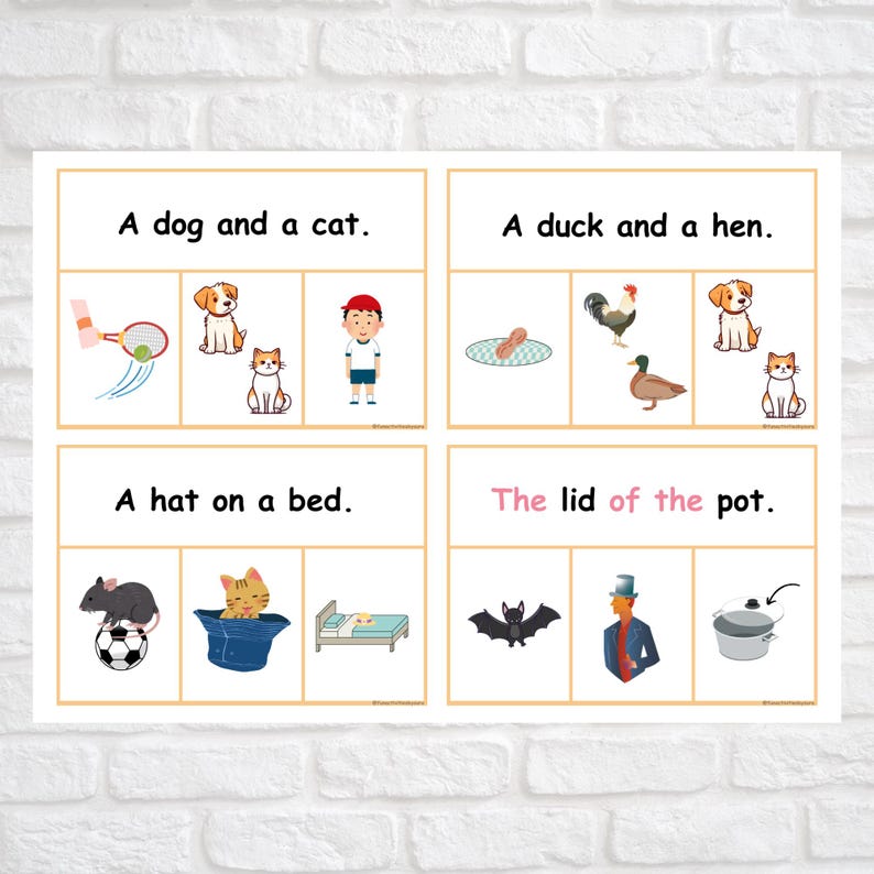 Phonics Reading Sentences Clip Cards: Montessori Learn to Read (digital ...