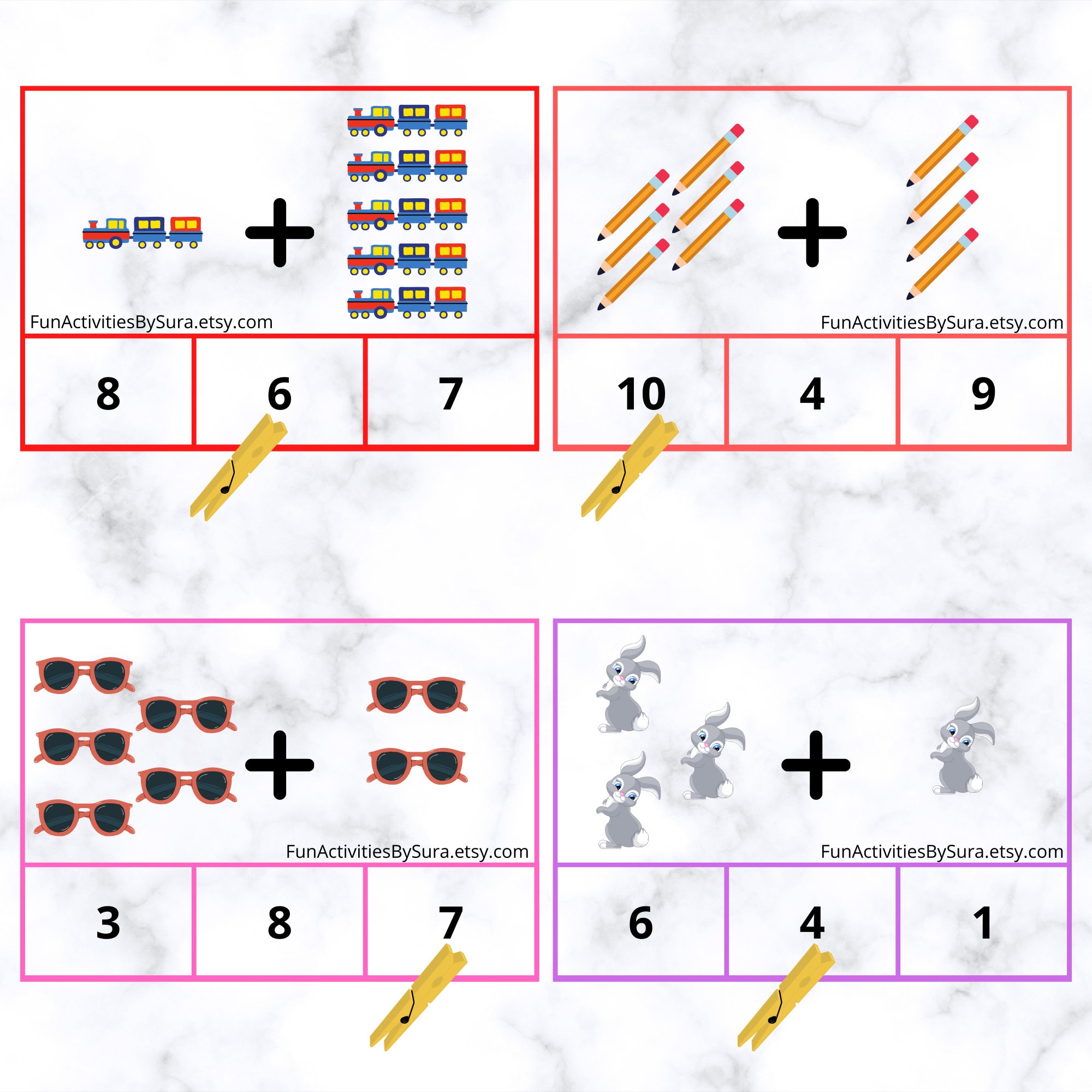 Addition Clip Cards: Montessori Math Activity (PDF Download) - Etsy