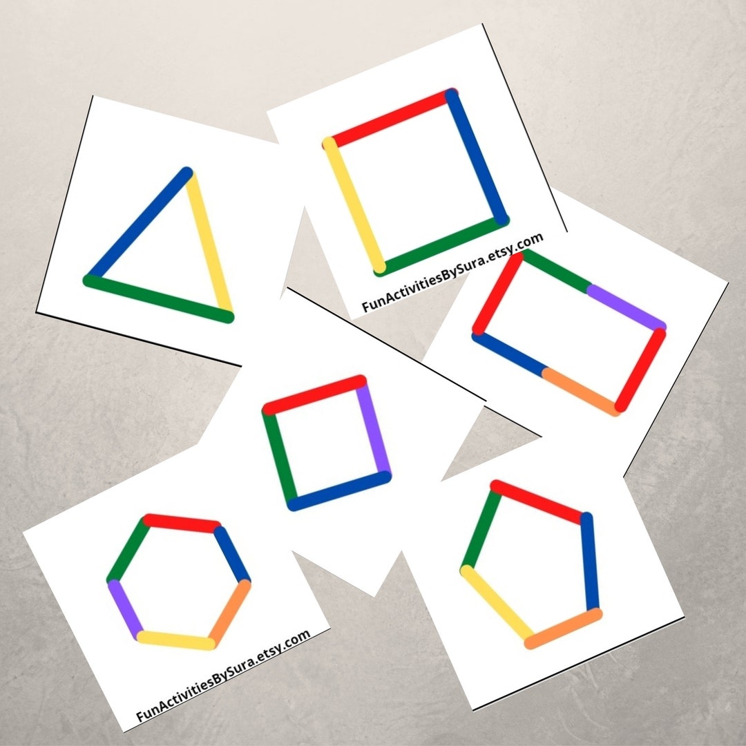 Popsicle Sticks Shapes Activity Game for Toddlers, Montessori Printable ...