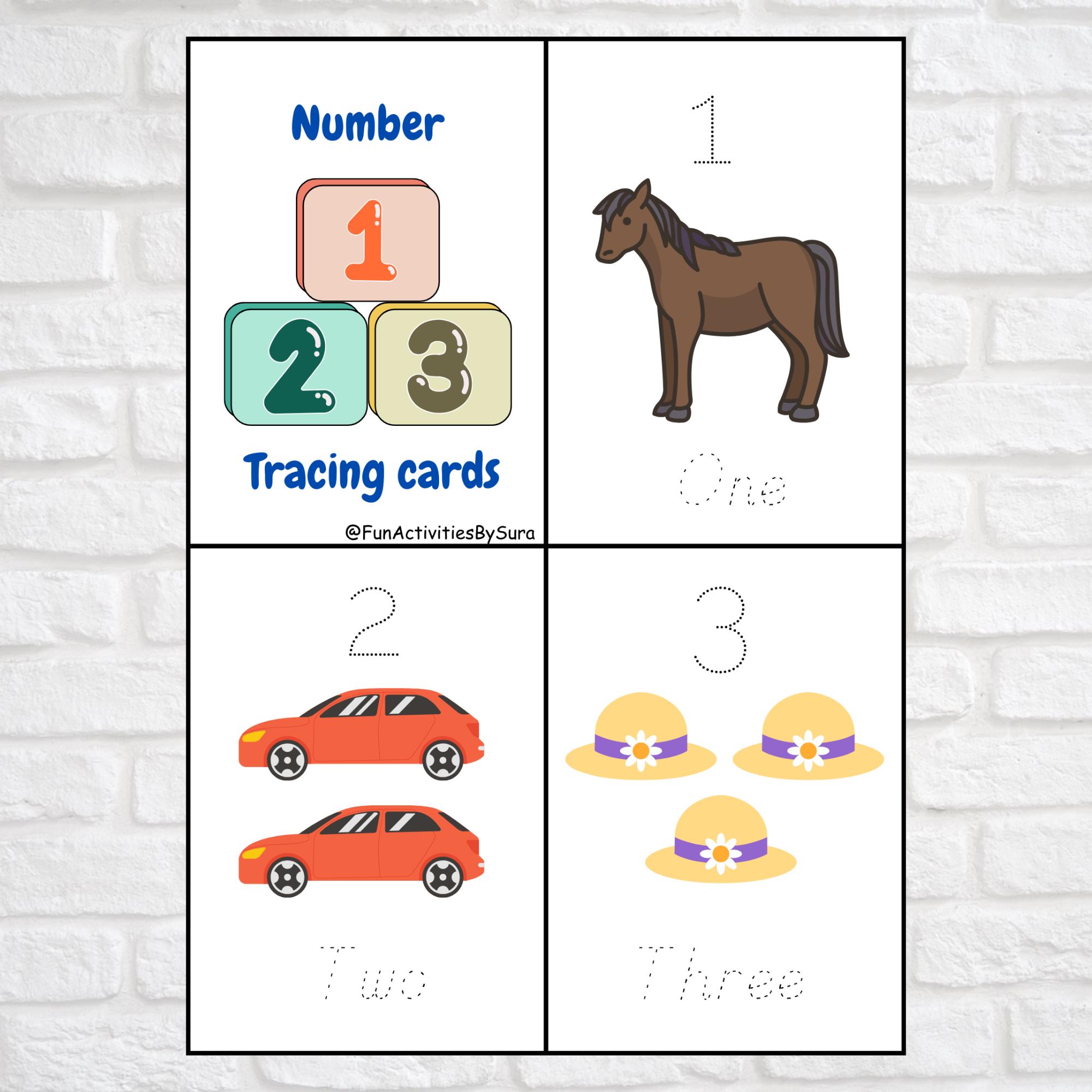Number Tracing Flashcards 1-20, Printable, Counting, Learn Numbers ...
