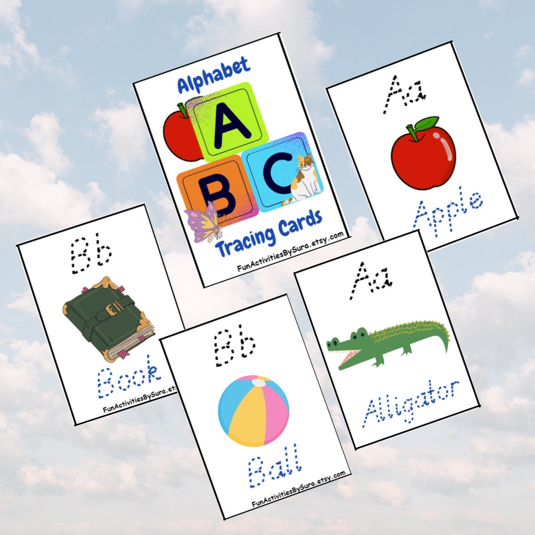 Alphabet Tracing Cards, Alphabet Flash Cards, Tracing Flashcards ...