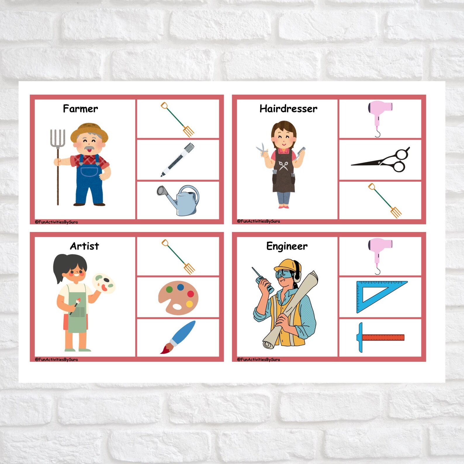 Community Helpers Clip Cards: Professions Printable Activity (digital ...