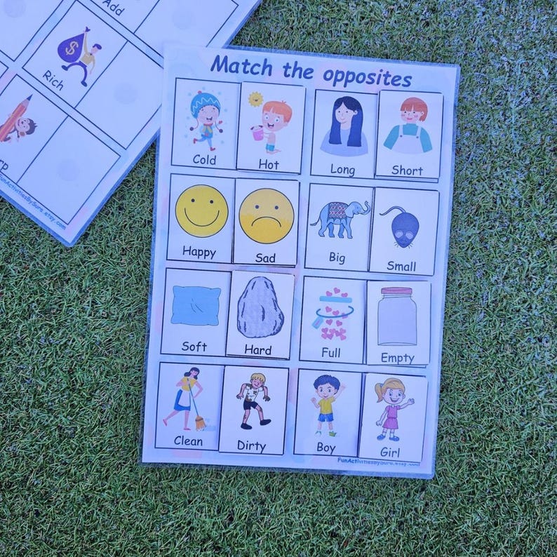 Opposites Matching Activity, Preschool, Kindergarten, Nursery, Special ...