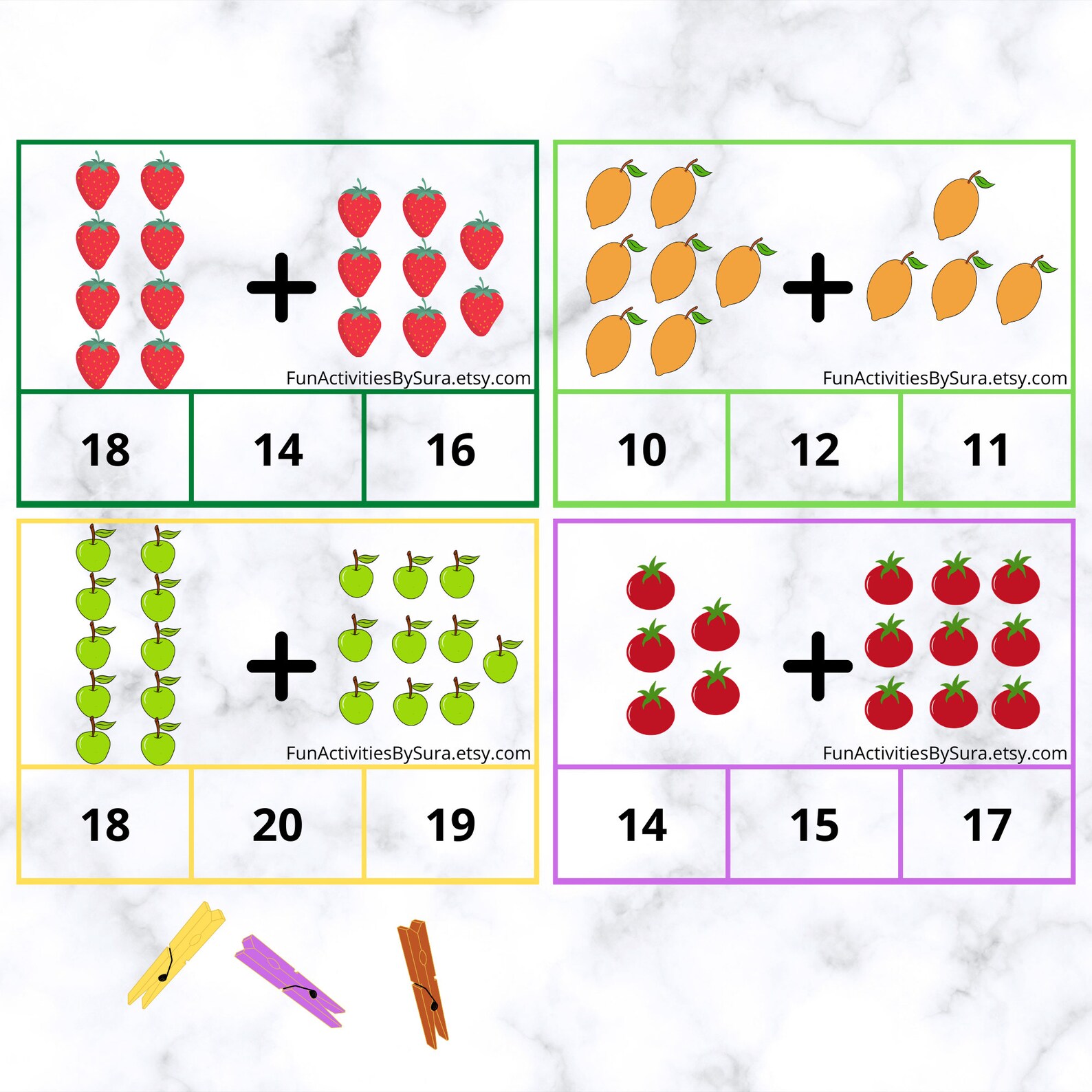 Addition Clip Cards: Montessori Math Activity (PDF Download) - Etsy
