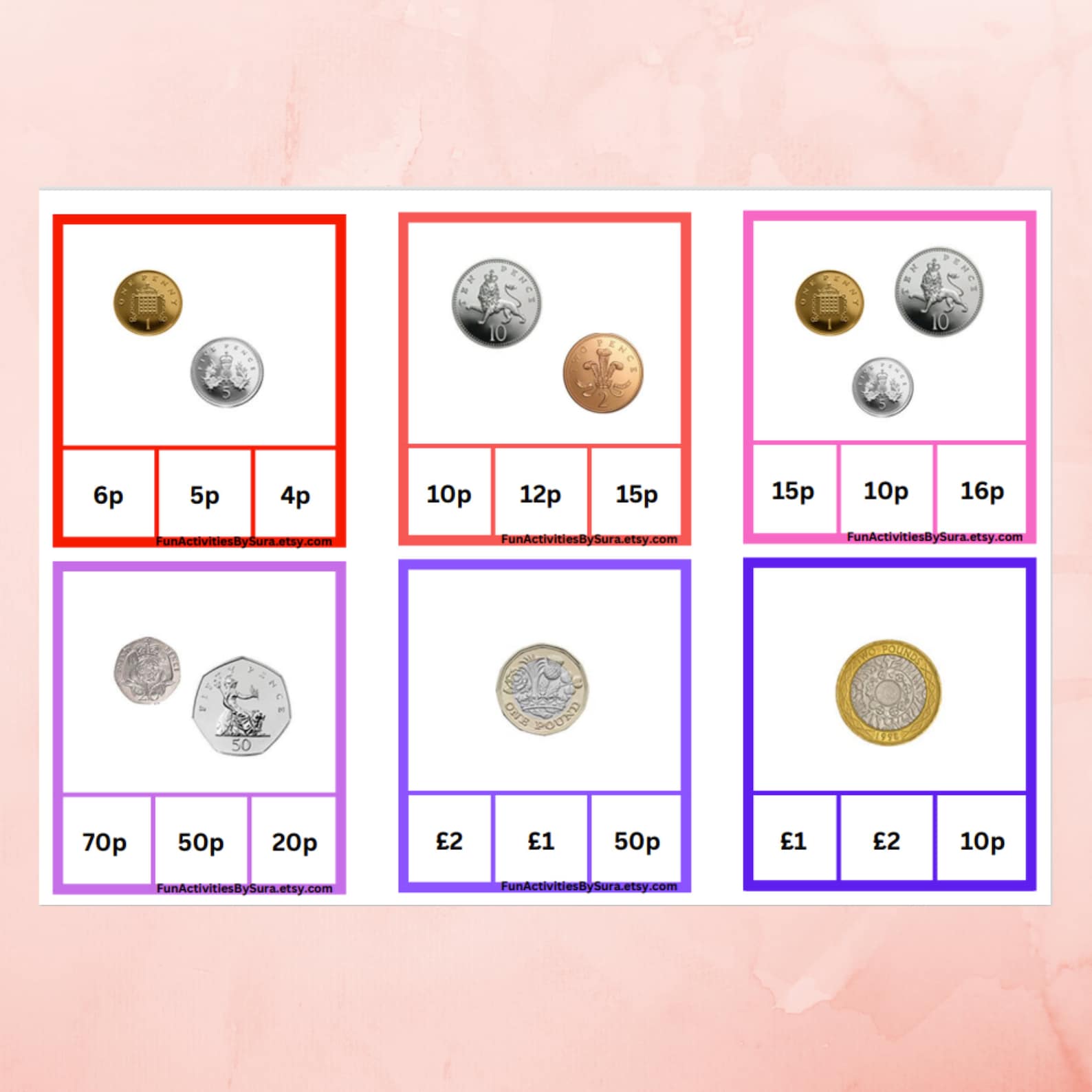 British Money Clip Cards Activity, Learn UK Money Clip Cards, Learn ...