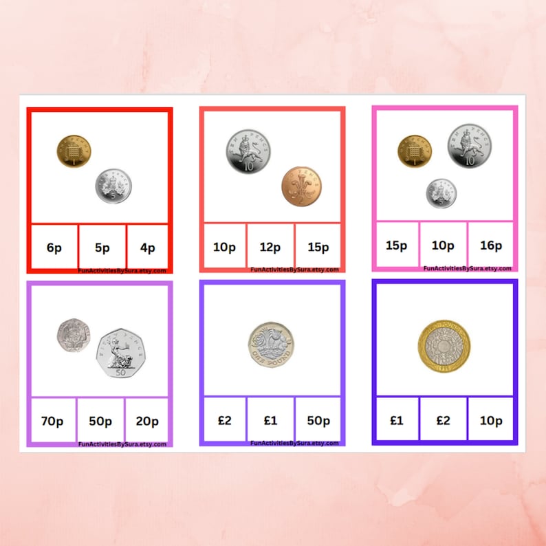 British Money Clip Cards Activity, Learn UK Money Clip Cards, Learn ...