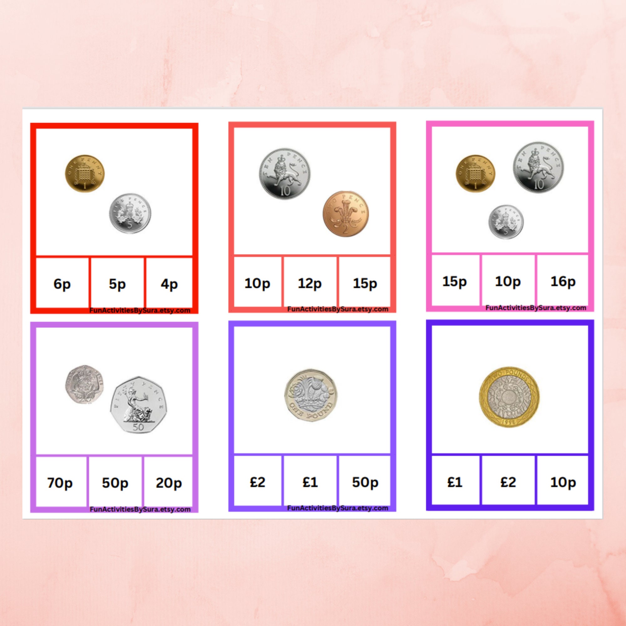 British Money Clip Cards Activity, Learn UK Money Clip Cards, Learn ...