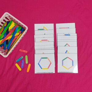 Popsicle Sticks Shapes Patterns Matching Cards Printable - Etsy