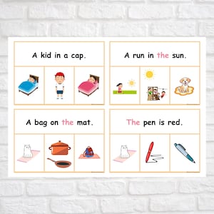 Phonics Reading Sentences Clip Cards: Montessori Learn to Read (digital ...