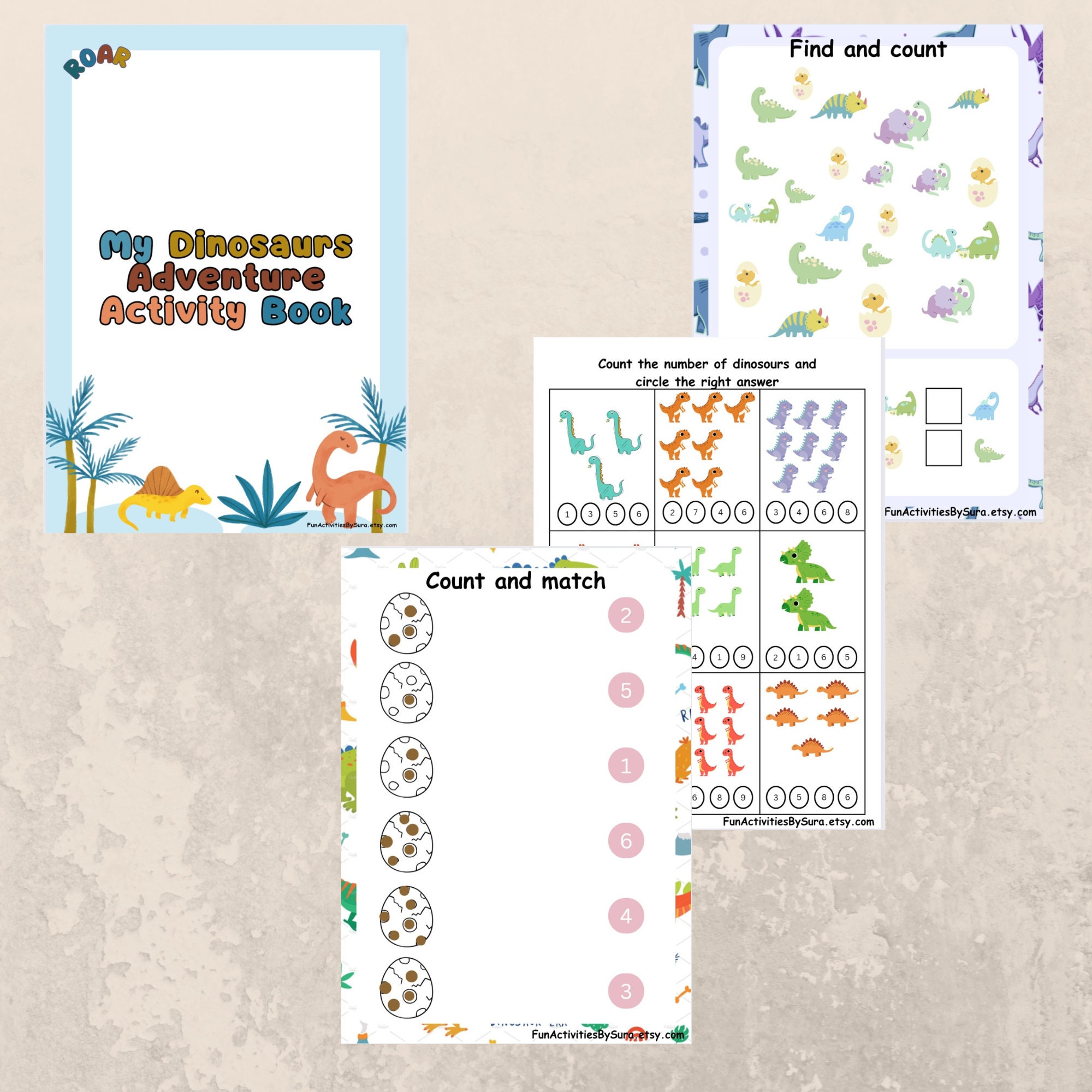 My Dinosaurs Adventure Activity Book, Dinosaurs Printable Activity ...