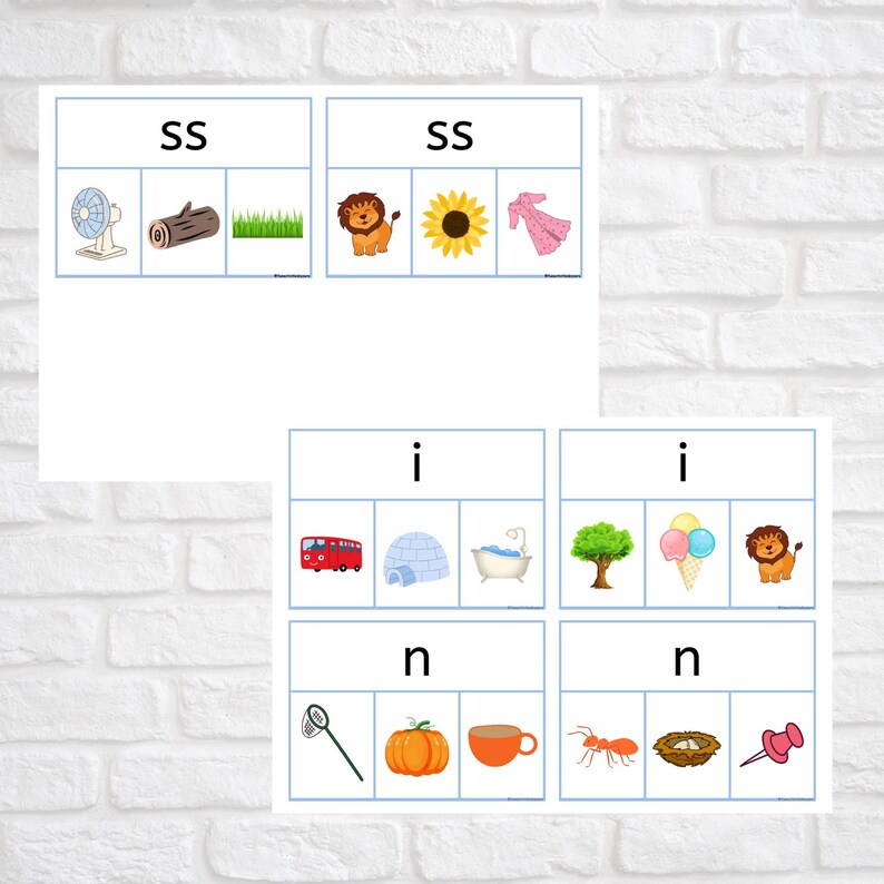 Phase 2 Phonics Clip Cards: Montessori Matching Game (digital Download ...