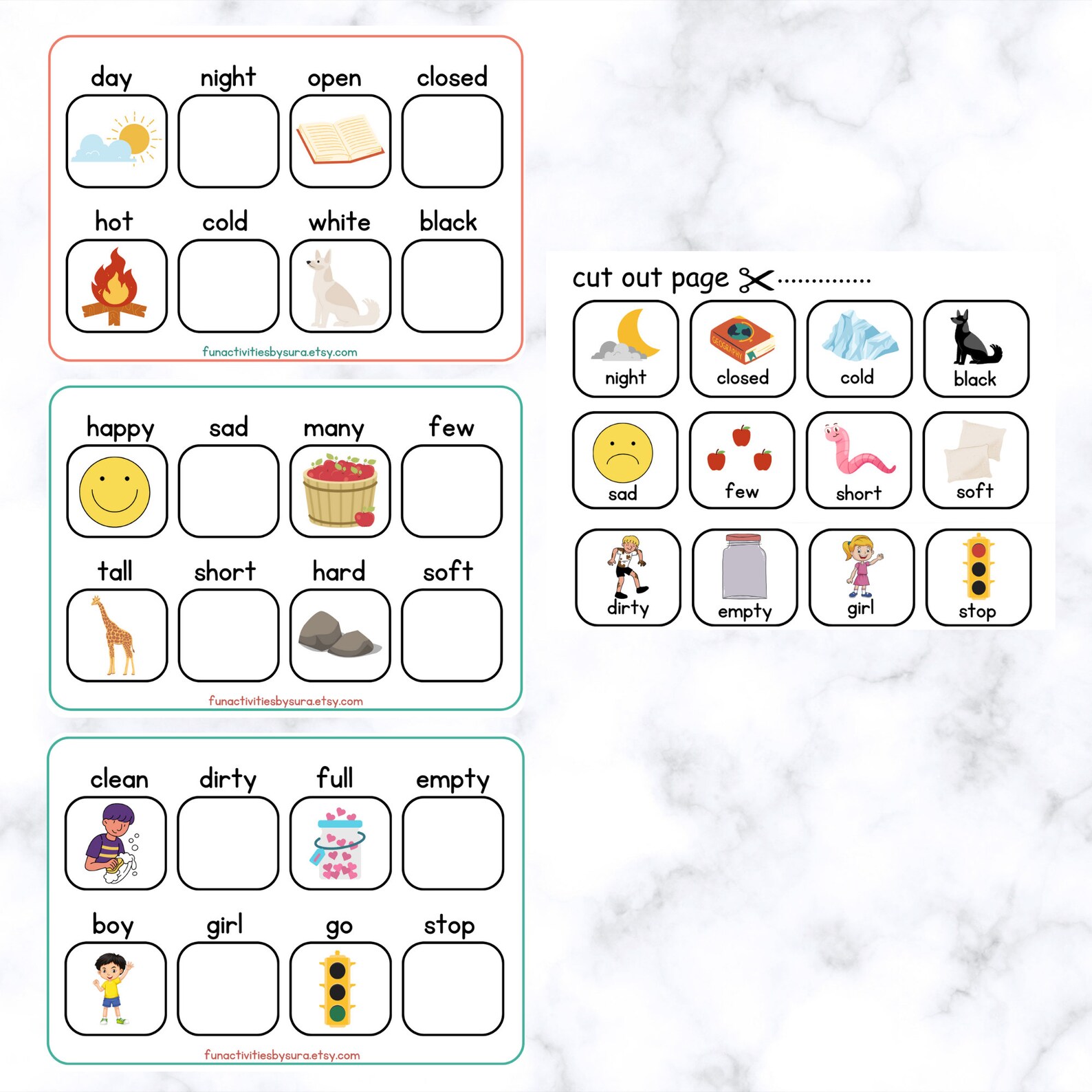 Opposite Words Matching Book, Learn Opposites, Opposite Worksheet ...