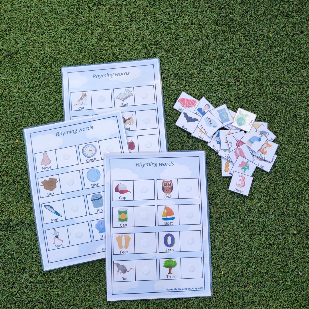 Rhyming Words Matching Worksheet Activity, Printable Preschool Rhyme ...