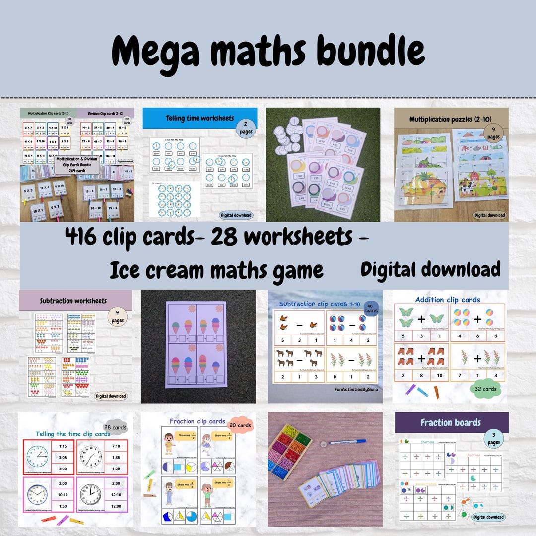 Mega Maths Bundle, Math Centers, Addition, Subtraction, Multiplication ...