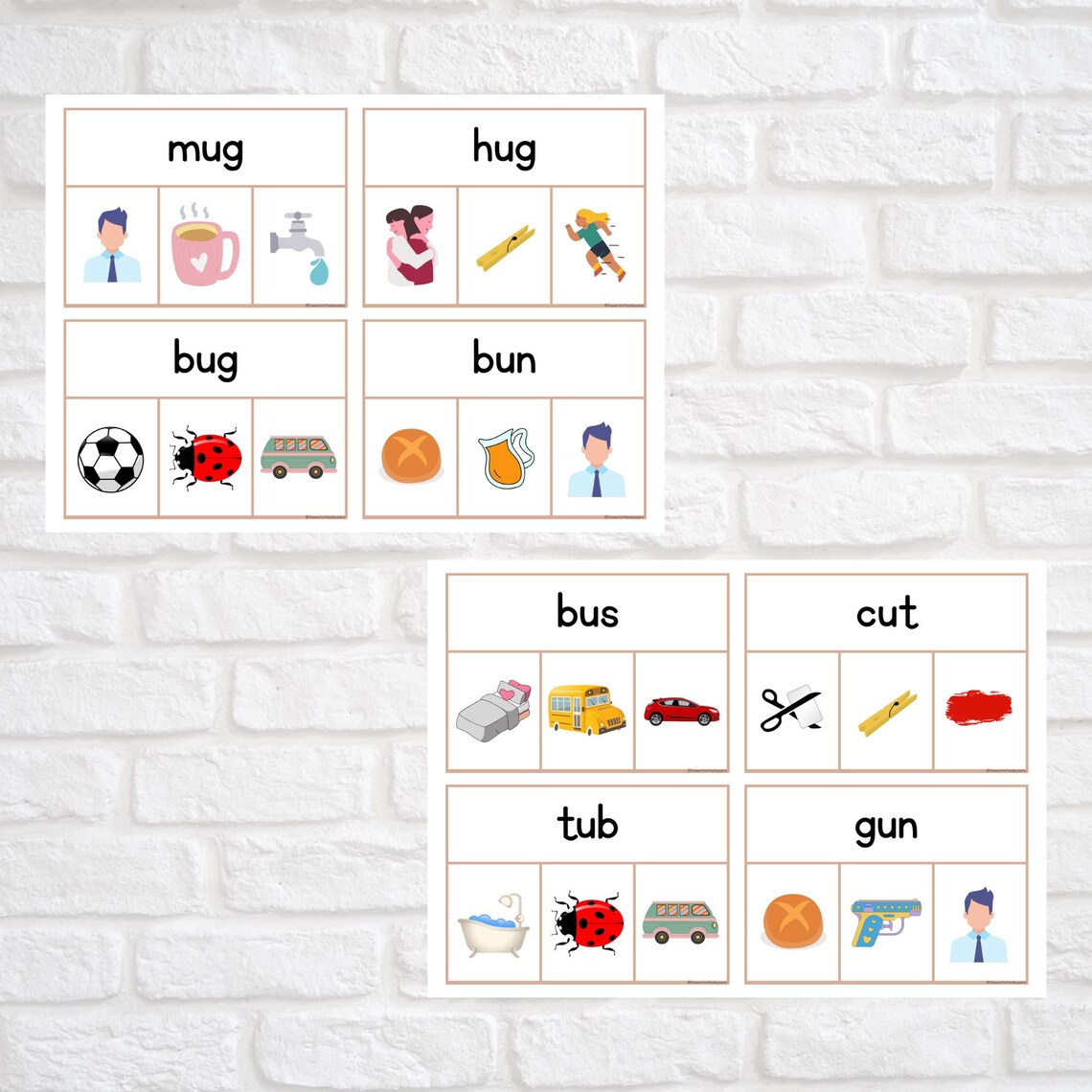 CVC Words Matching Clip Cards Activities, CVC Words, Learning ...