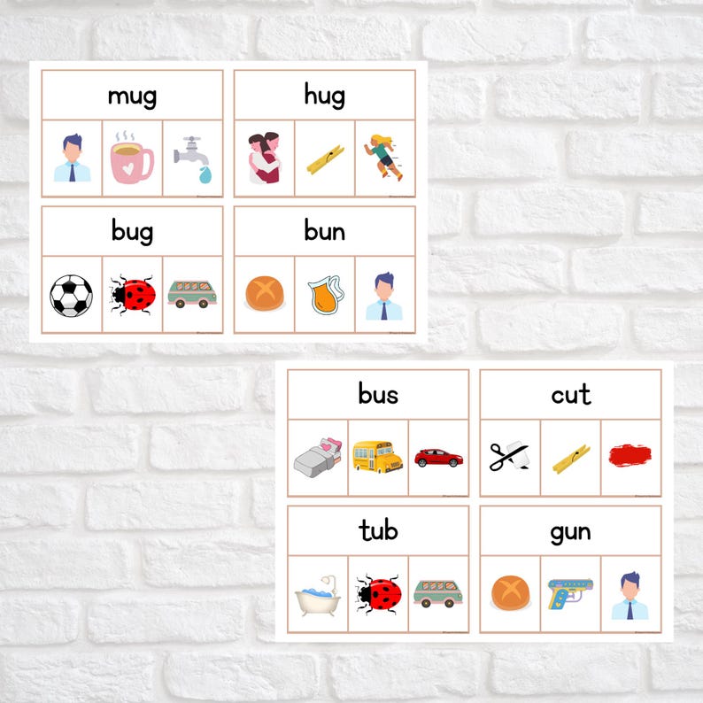 CVC Words Matching Clip Cards Activities, CVC Words, Learning ...