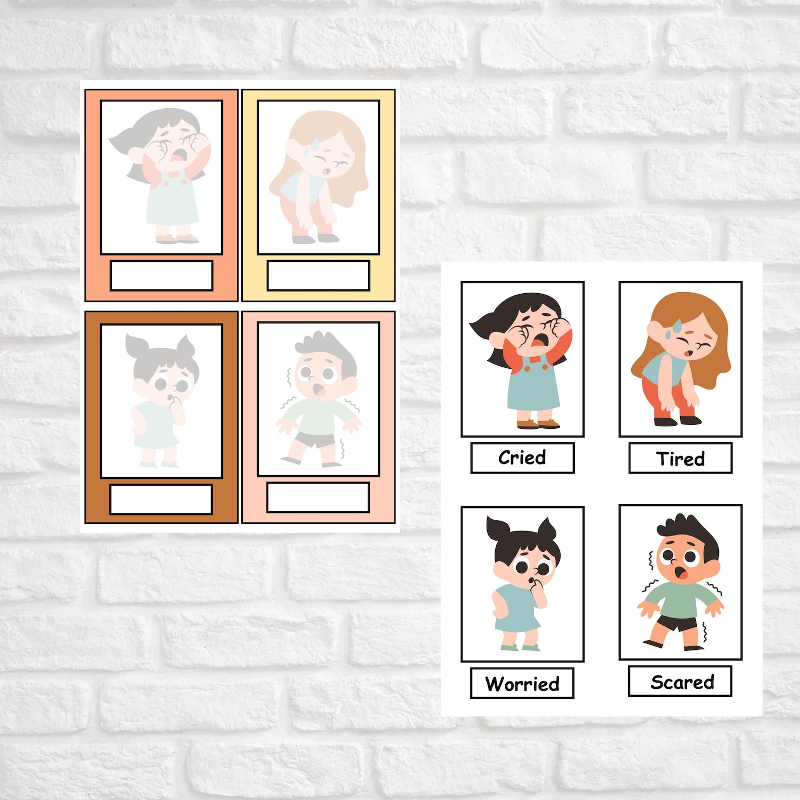 Emotions Cards for Children, Feelings Matching Cards, Printable ...