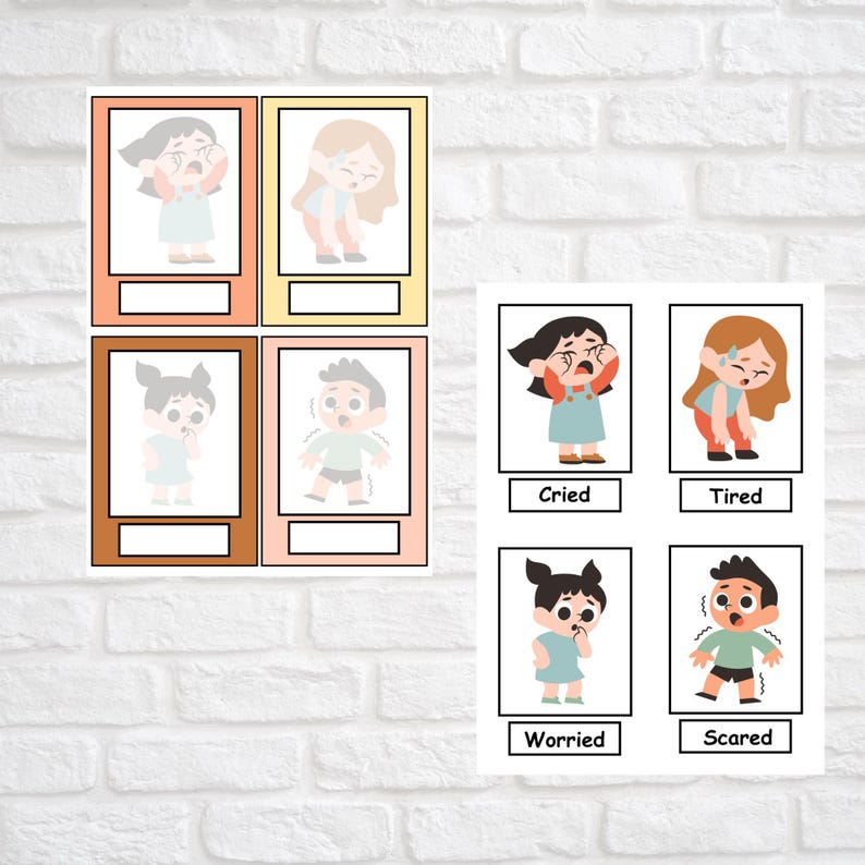 Emotions Cards for Children, Feelings Matching Cards, Printable ...