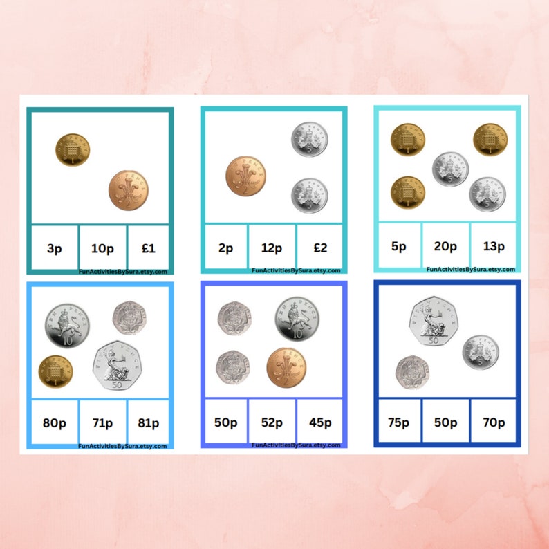 British Money Clip Cards Activity, Learn UK Money Clip Cards, Learn ...