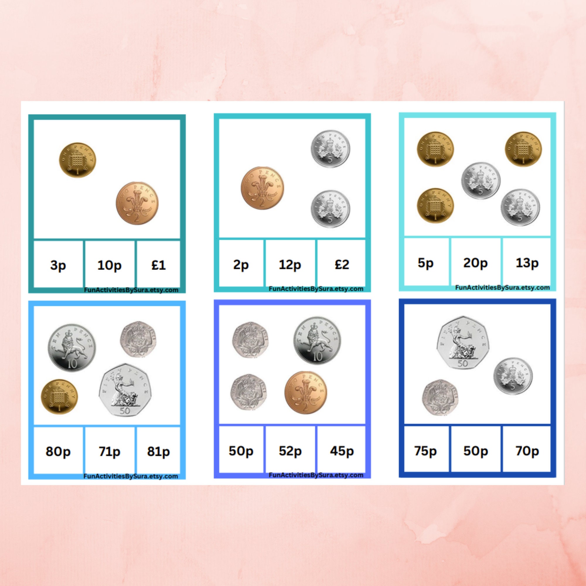 British Money Clip Cards Activity, Learn UK Money Clip Cards, Learn ...