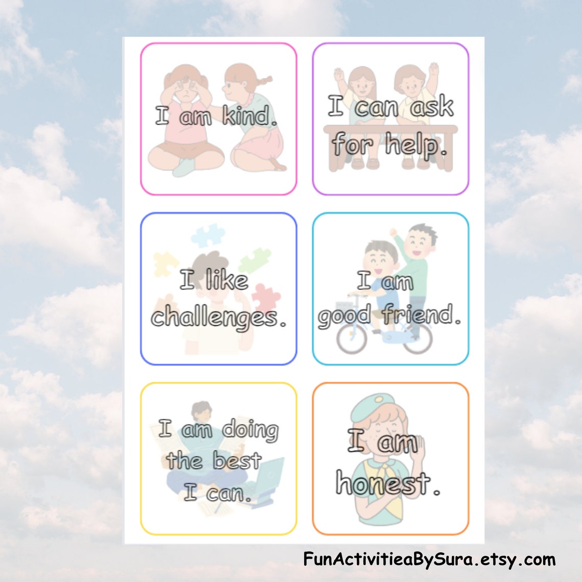Affirmation Cards for Kids Printable, Children's Positive Affirmation ...