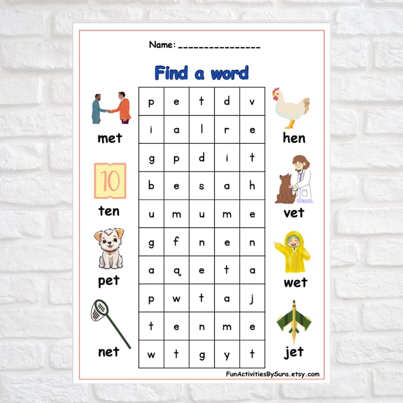 CVC Word Search: Kindergarten Phonics Activity Book (digital Download ...