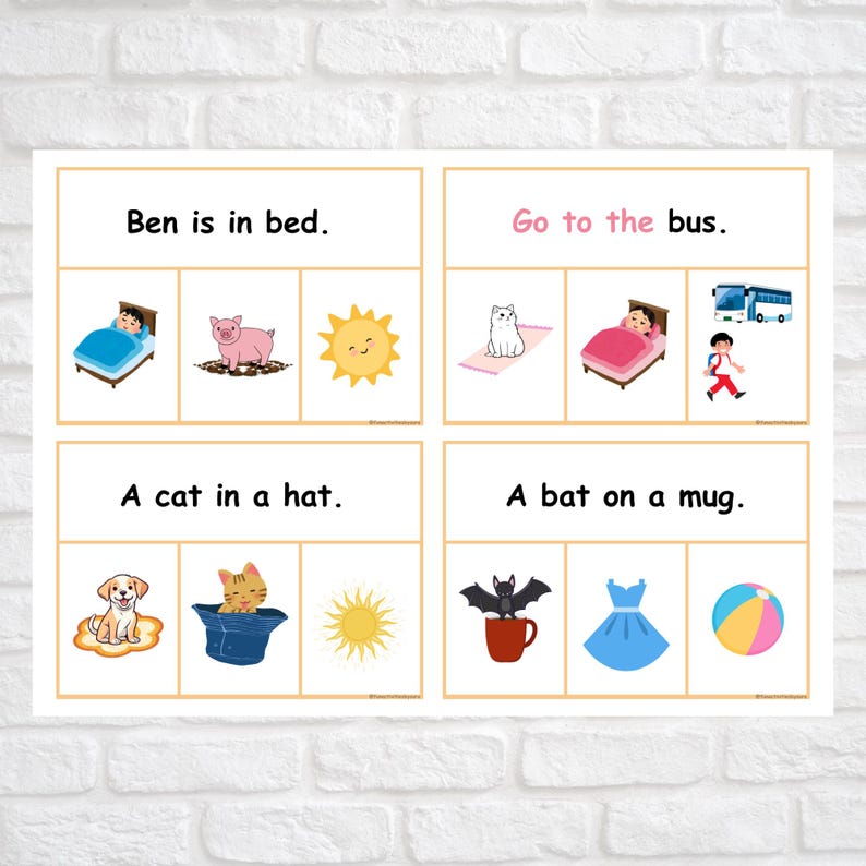 Phonics Reading Sentences Printable Clip Cards, Reading Sentences ...