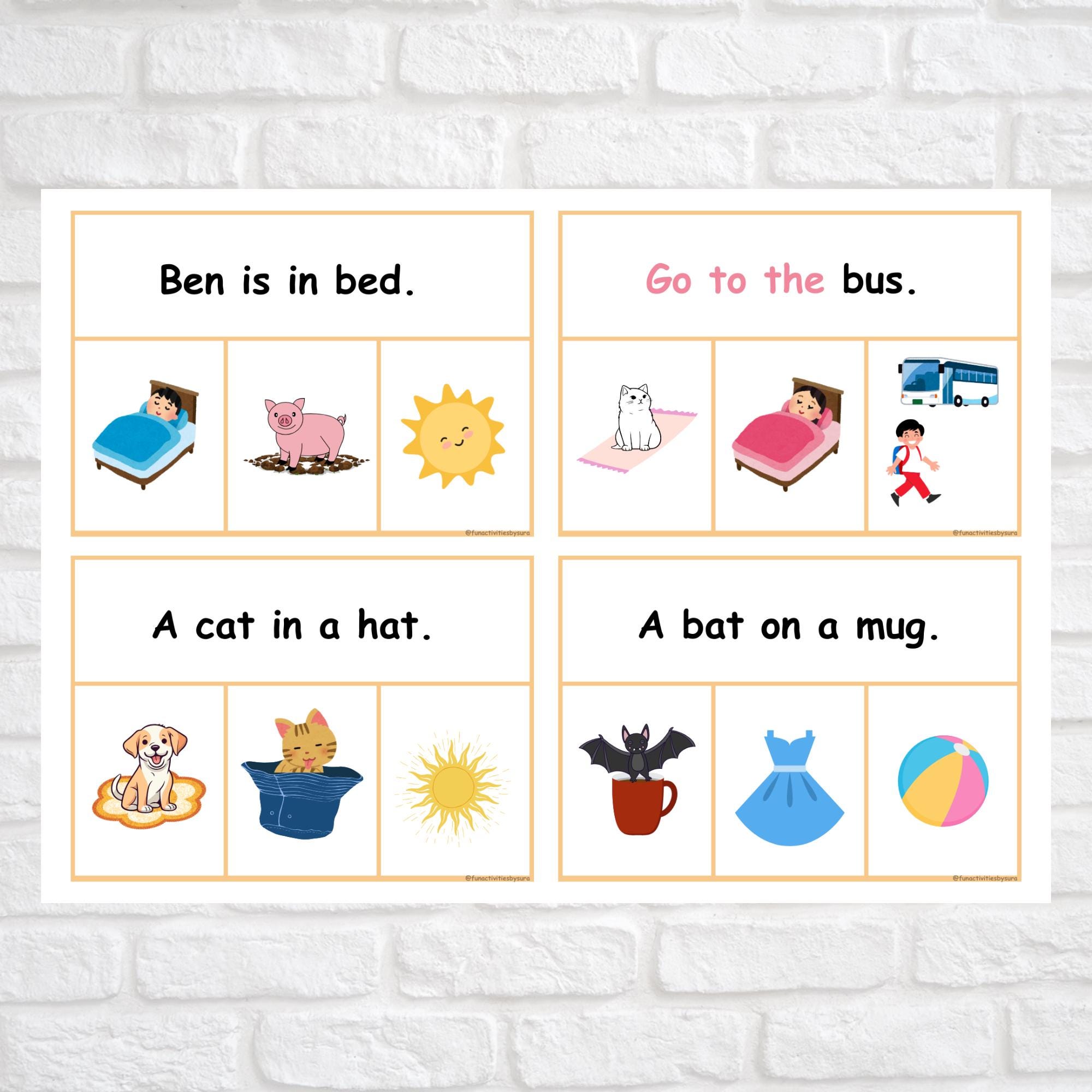 Phonics Reading Sentences Clip Cards: Montessori Learn to Read (digital ...