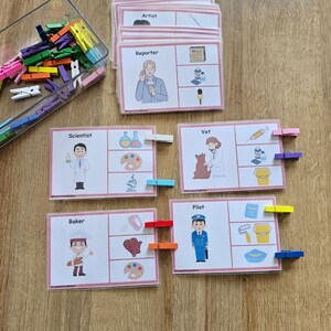 Community Helpers Clip Cards: Professions Printable Activity (digital ...