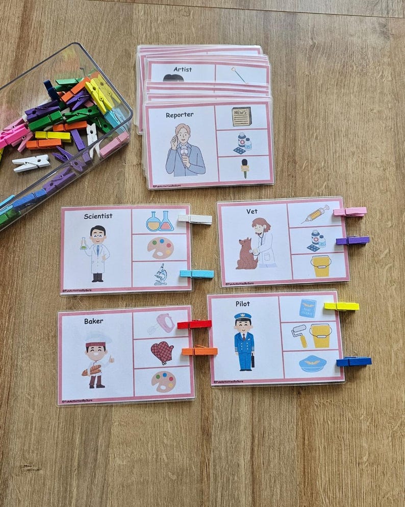 Community Helpers Clip Cards: Professions Printable Activity (digital ...