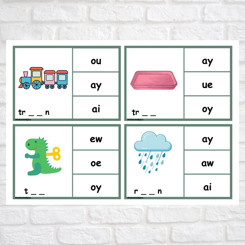Phonics Missing Sounds Clip Cards: Matching Game (digital Download ...