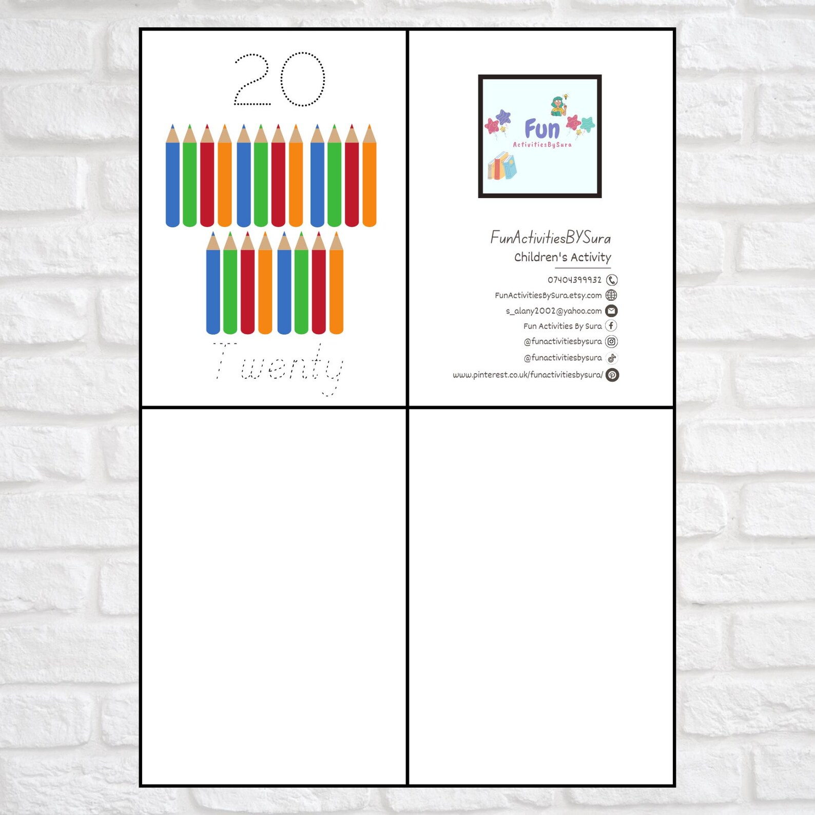 Number Tracing Flashcards 1-20, Printable, Counting, Learn Numbers ...