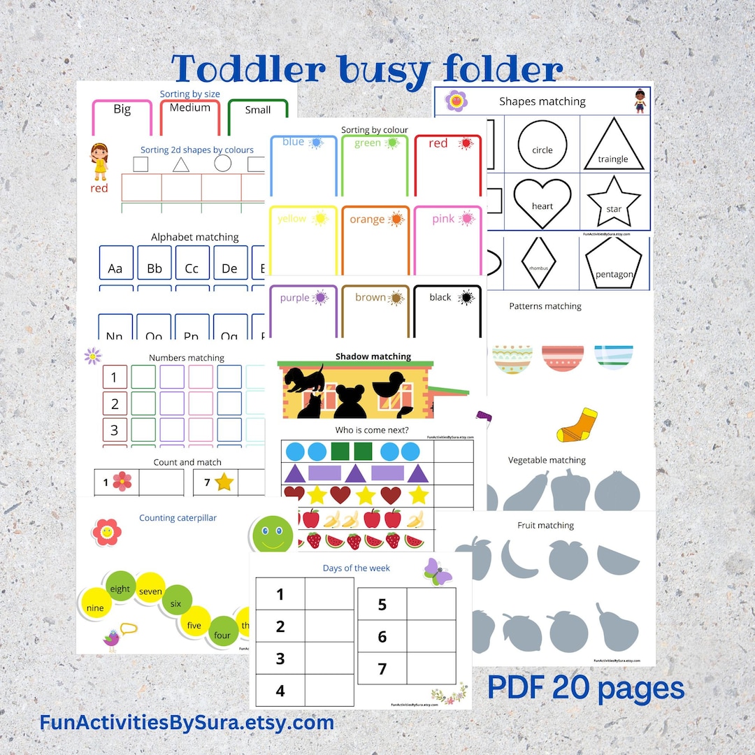 Toddler Busy Book Printable Busy Book Learning Activity for - Etsy