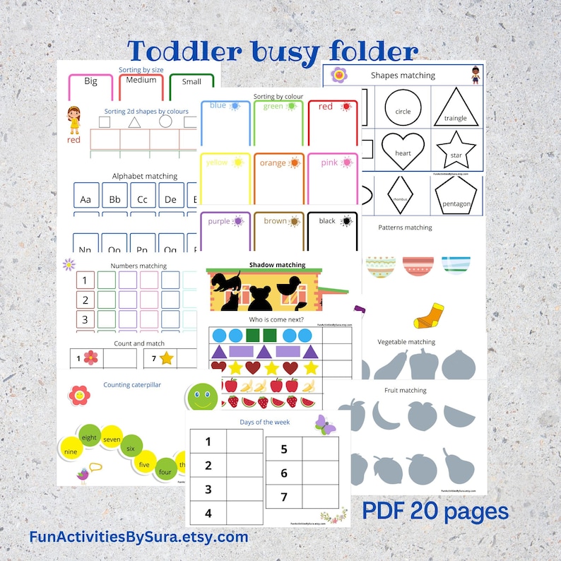Toddler Busy Book Printable Busy Book Learning Activity for - Etsy