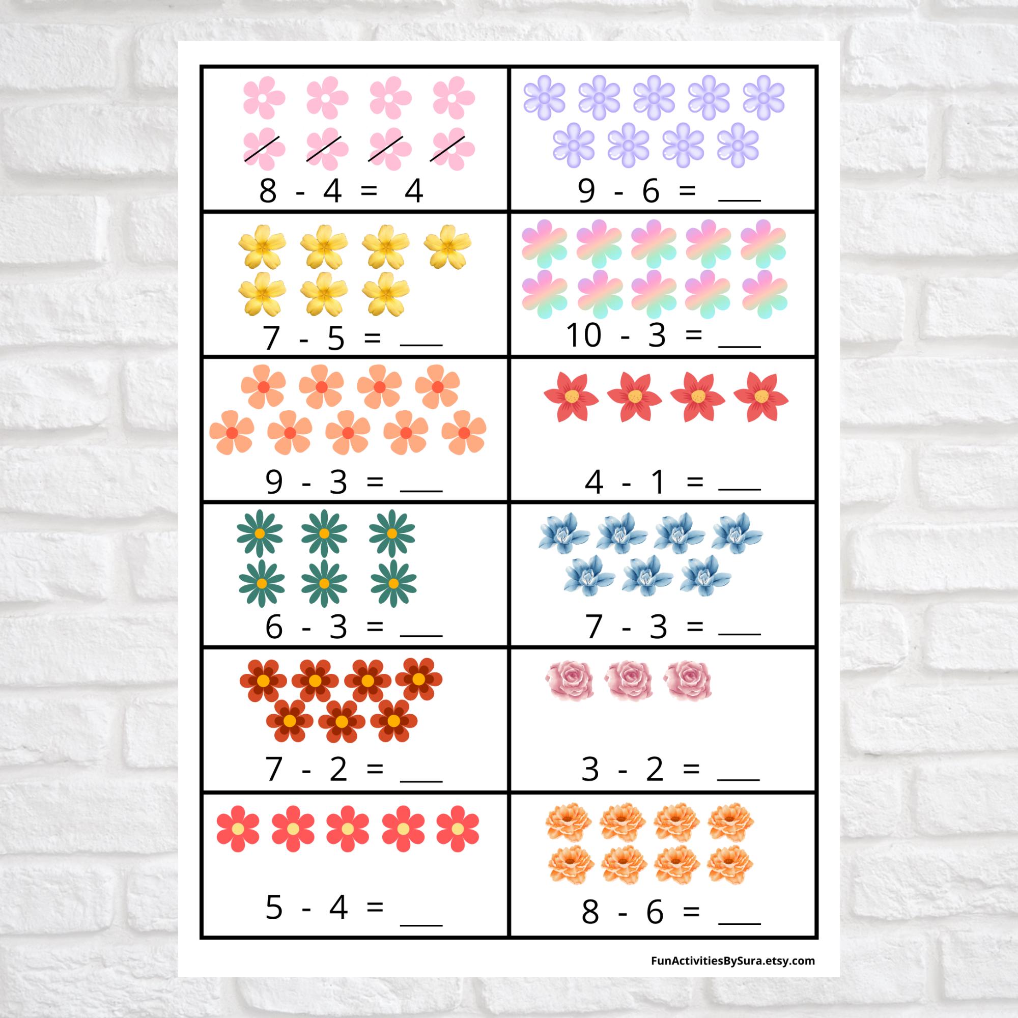 Subtraction Worksheets Eyfs