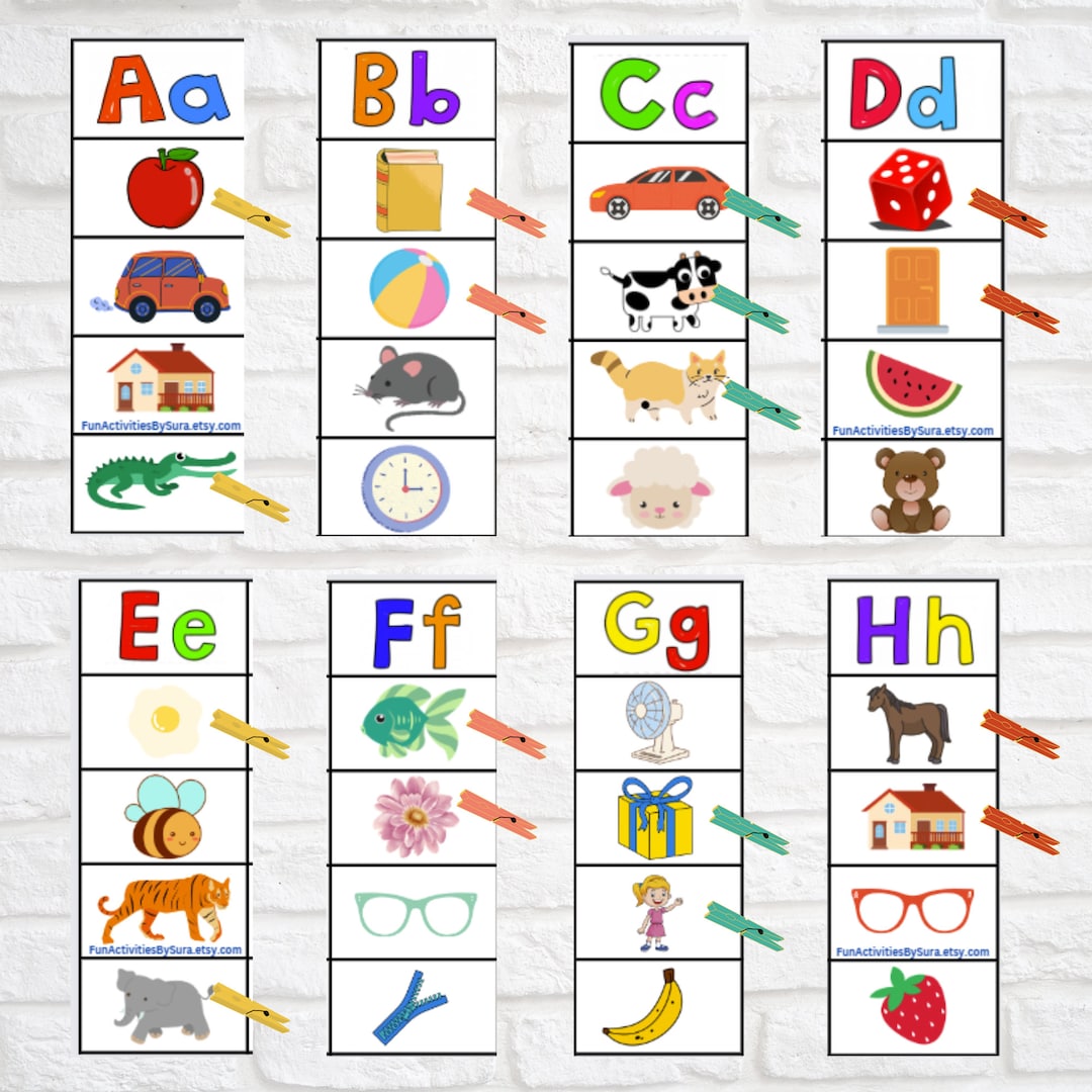 Matching the Beginning Sound With Image Clip Cards Activities, Matching ...