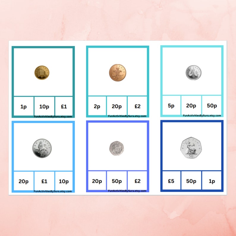 British Money Clip Cards Activity, Learn UK Money Clip Cards, Learn ...