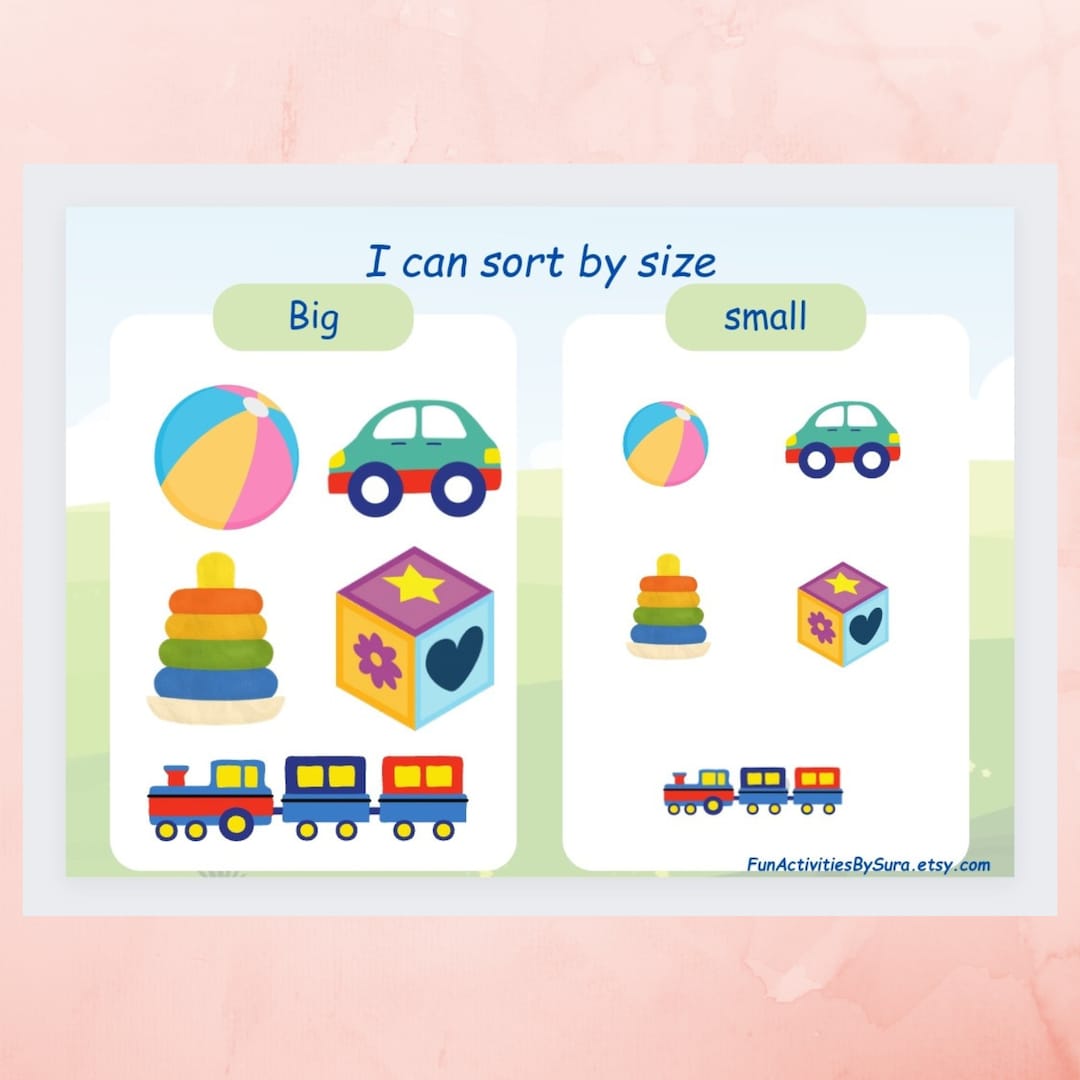 Sorting by size toddler activity, Sort big and small Velcro toddler ...
