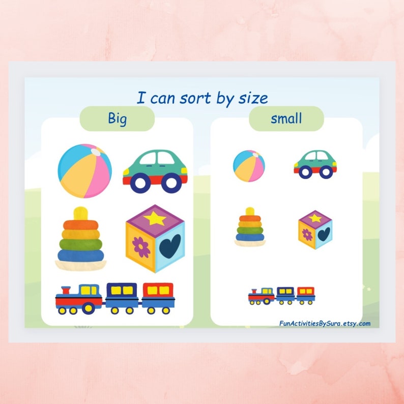 Sorting by Size Toddler Activity, Sort Big and Small Velcro Toddler ...